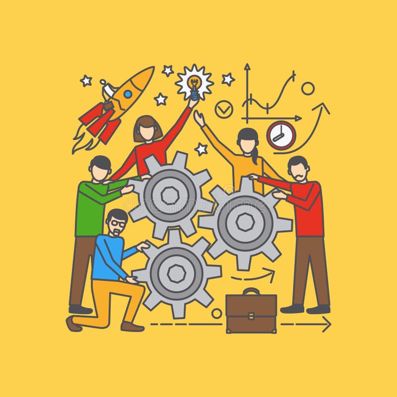 Team Learning Conceptual Illustration Stock Vector - Illustration of ...