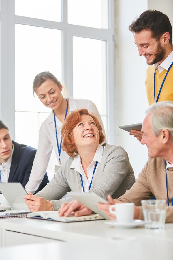 Team Makes Computer Seminar Stock Photo - Image of internet ...