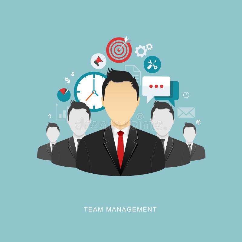 Team Management Flat Illustration Stock Vector - Illustration of ...