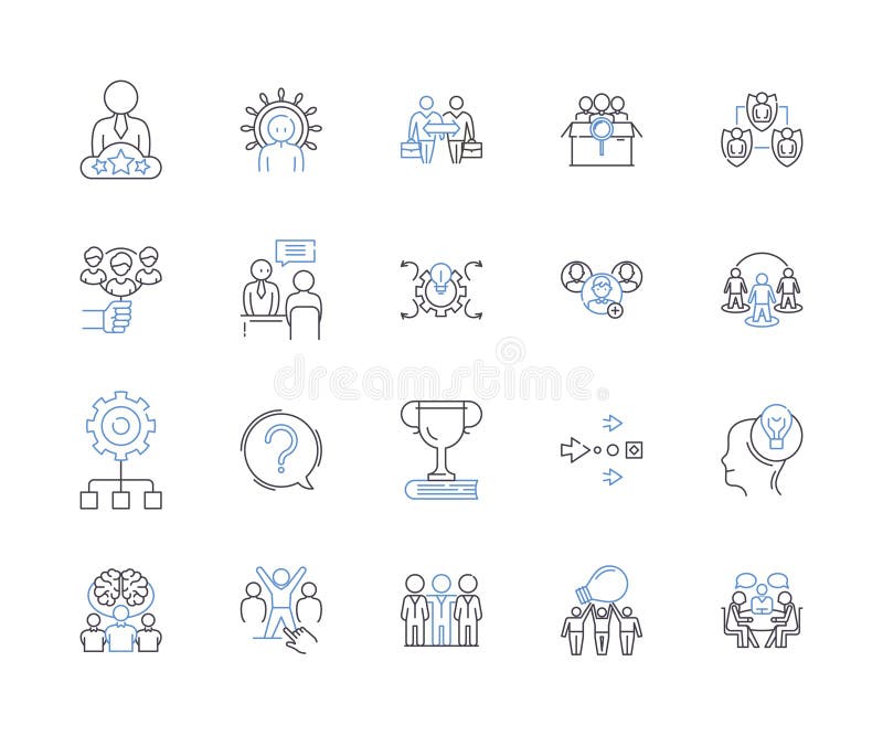 Team Management Outline Icons Collection. Teamwork, Cooperation ...