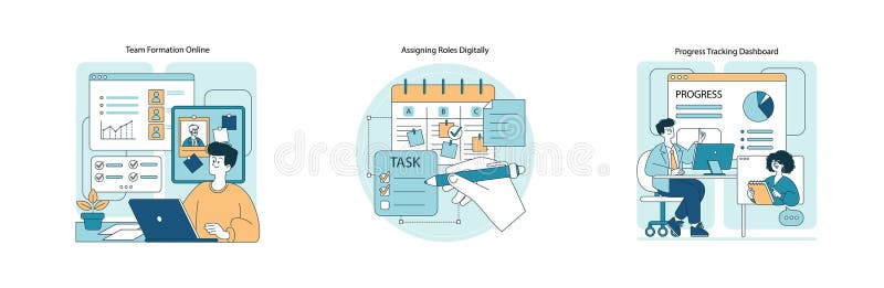 Team Management and Progress Tracking Stock Vector - Illustration of ...