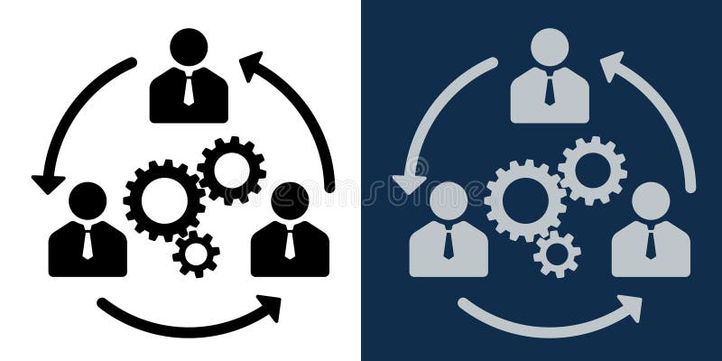 Team Management Icon. Team Interaction. Staff Icon, Gears and Circular ...