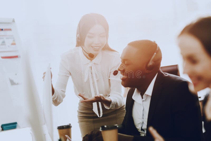 Team of Managers Working in Modern Call Center. Manager with Computer ...