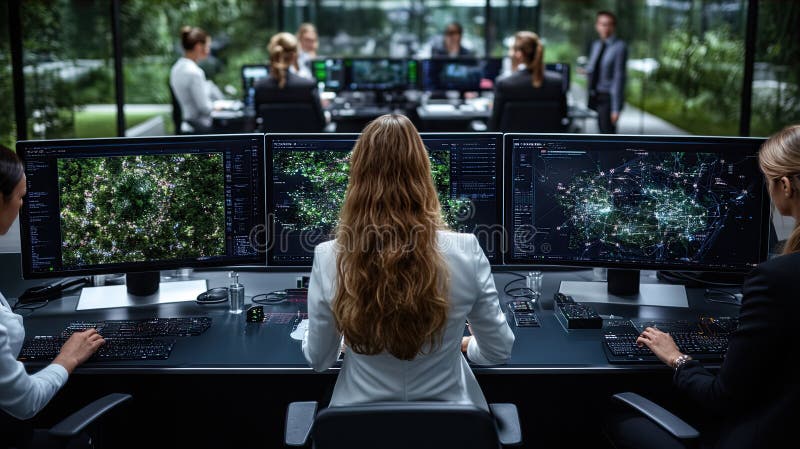 Team Managing Digital Surveillance Data Stock Image - Image of ...
