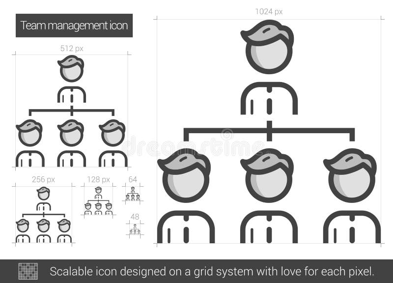 Team managment line icon. stock vector. Illustration of black - 83919789