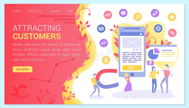 Team of Marketers Advertising Online in Mobile App. Attracting ...