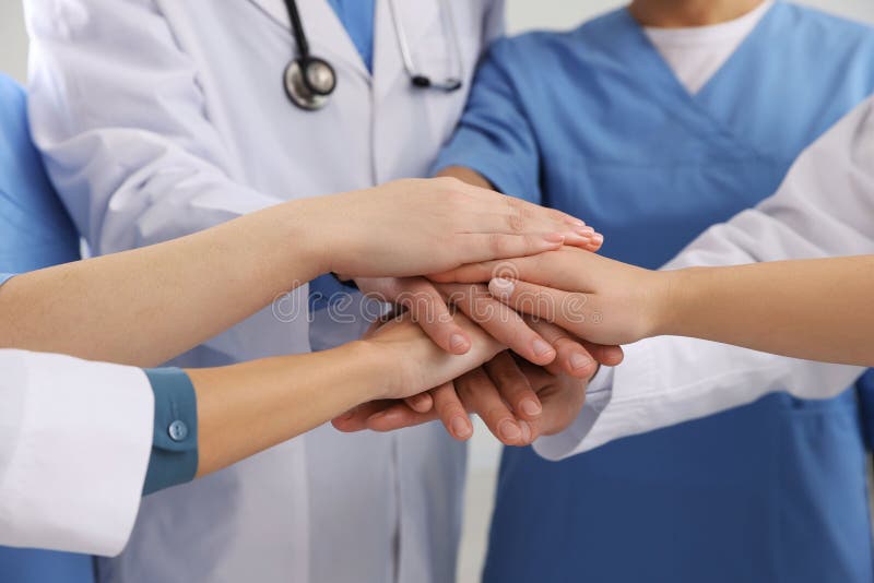Team of Medical Doctors Putting Hands Together, Closeup Stock Image ...