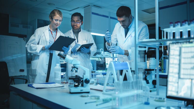 Team of Medical Research Scientists Have Meeting and Conduct ...