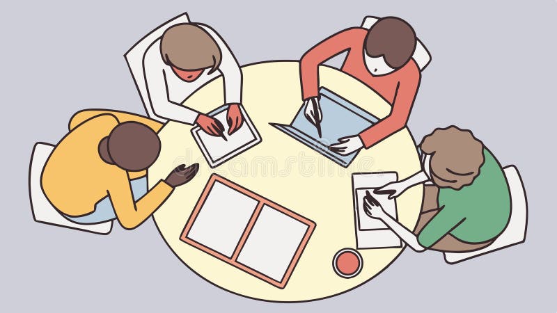 Team Meeting, Collaborative Work and Discussion, Vector Design ...