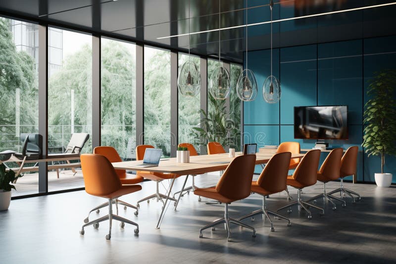 Team Meeting in a Conference Room with Modern Stock Illustration ...