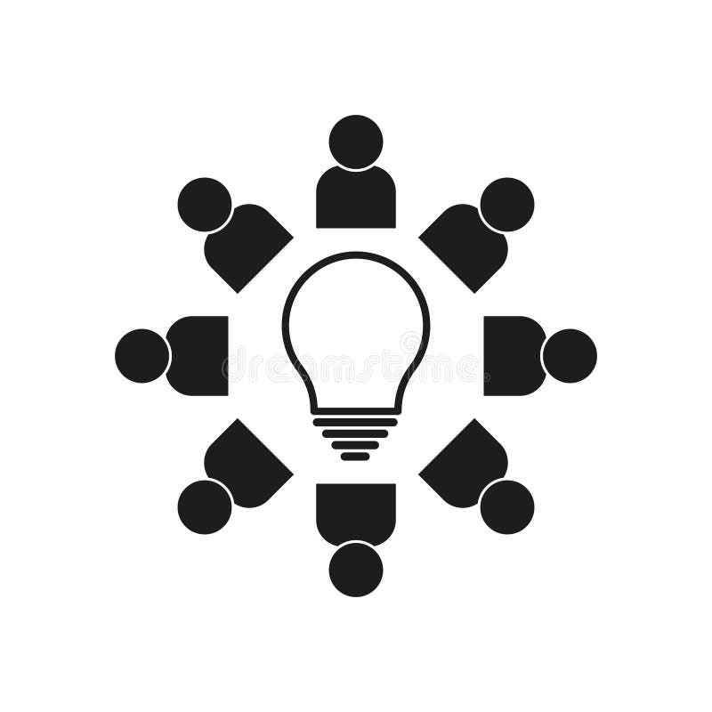 Team Meeting Icon. Brainstorming Group Symbol. Light Bulb Idea ...