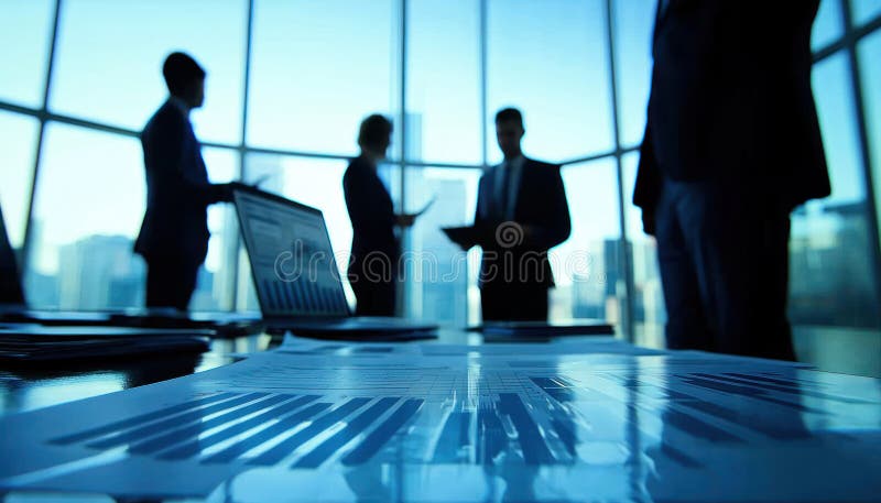 Team Members Analyzing Website Traffic Charts and Graphs in Dynamic ...