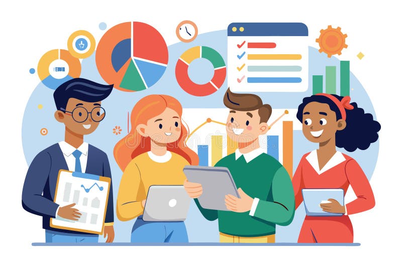 Team Members Collaborating on Benchmark Performance Strategies in a ...