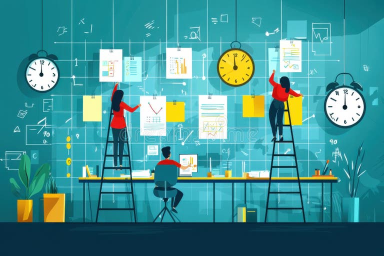 Team Members Collaborating in a Creative Business Workspace with Task ...