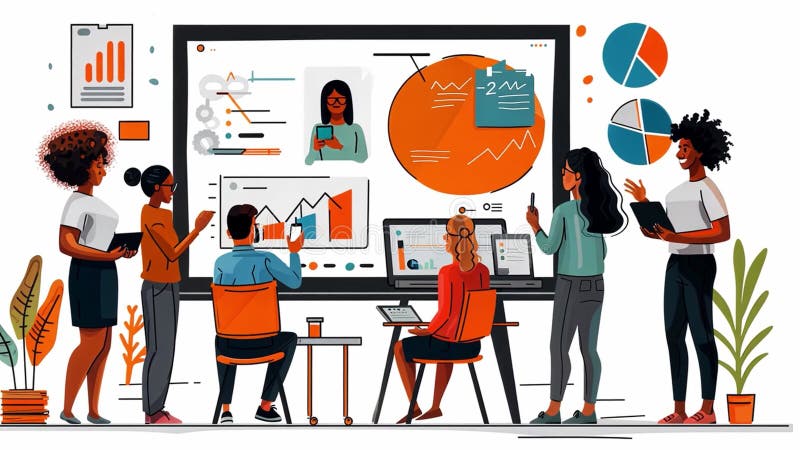 Team Members Discuss Analytics and Insights while Reviewing Data ...