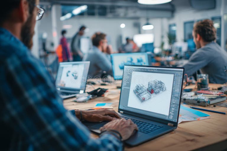 Team Members Engage in Brainstorming Sessions Using 3D Modeling ...