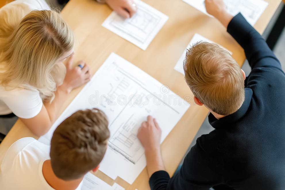 Team Members Gather Around a Table, Sharing Ideas and Analyzing Project ...