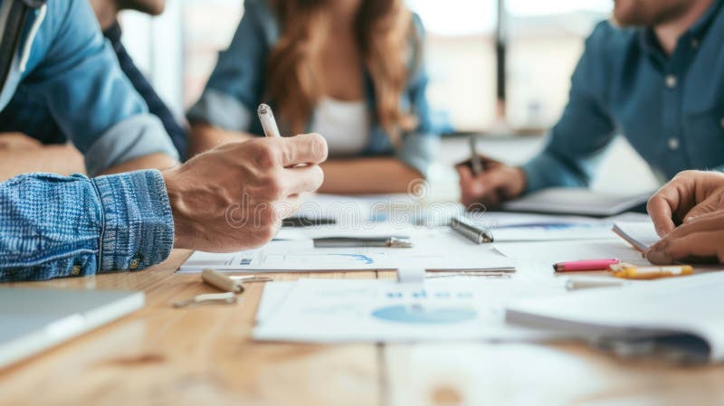 Team Members Giving Feedback on a Presentation Draft during Stock ...
