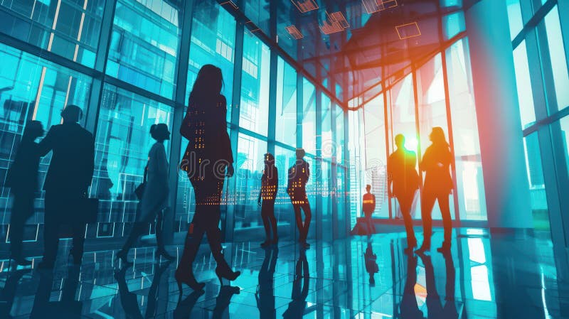 Team Members Interacting in a Virtual Office Environment Stock ...