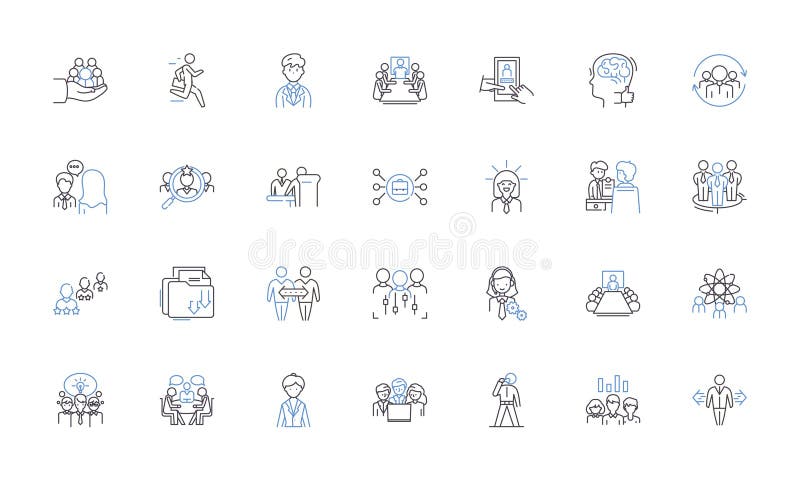 Team Members Line Icons Collection. Collaborators, Cohesion ...
