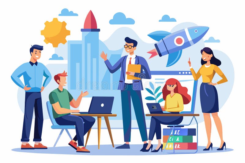 Team Members Present and Discuss Their New Project Launch Ideas in a ...