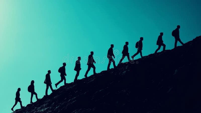 Team Members Progressing Together on Leadership Journey Stock ...