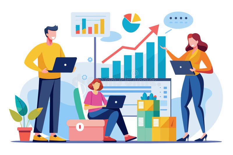 Team Members Review Performance Metrics and Growth Charts while ...