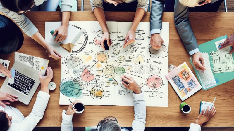 A Team Members Working, Discussing, and Drafting Out Their Idea ...