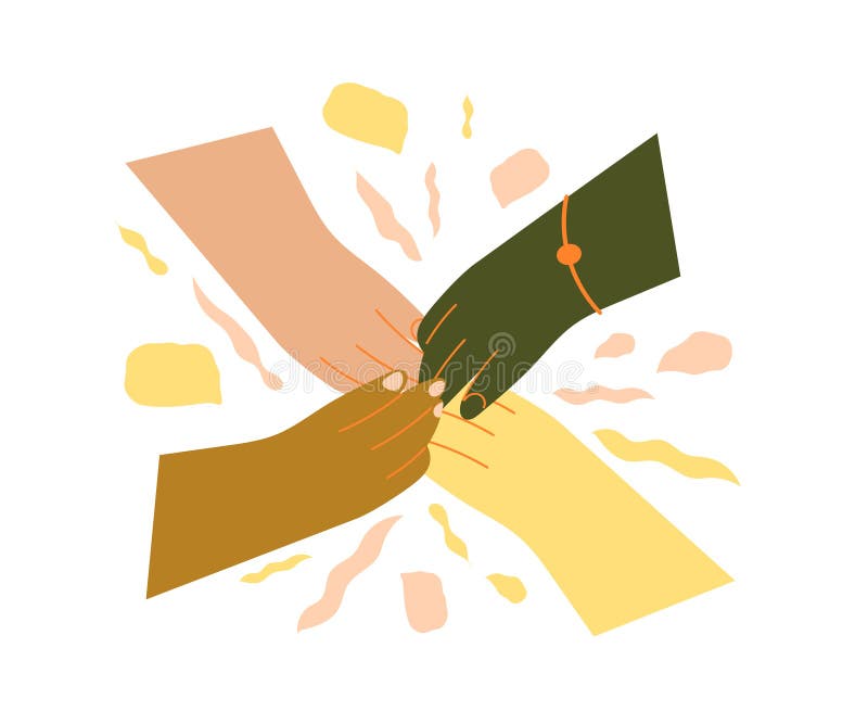 Team Metaphor. 4 Hands of Different Colors As a Symbol of a ...