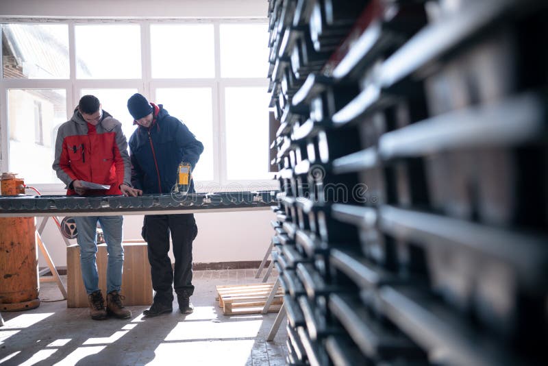 Team of Mining Workers Measuring Drilled Rock Core Stock Photo - Image ...