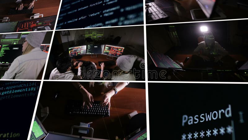 Team of Multiethnic it Professionals Working with Computers in Dark ... Team of Multiethnic it Professionals Working with Computers in Dark ...