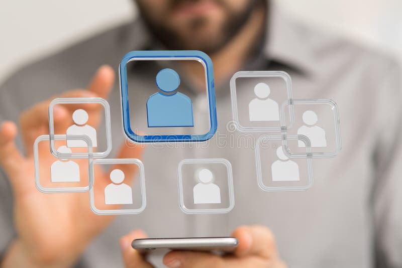 Team Network Interface in Hand Digital Stock Image - Image of connect ...