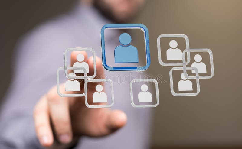 Team Network Interface in Hand Digital Stock Image - Image of connect ...