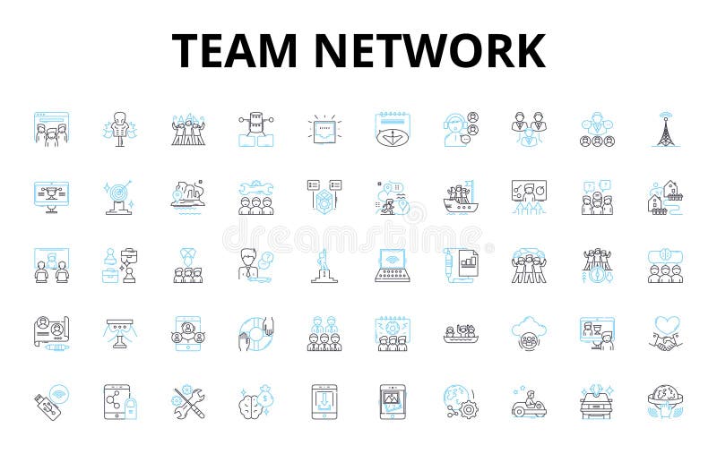 Team Network Linear Icons Set. Ollaboration, Integration, Communication ...