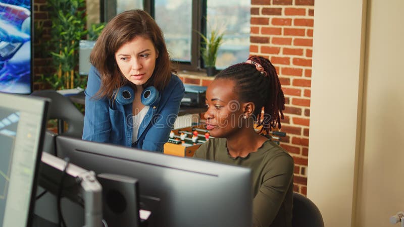 Team of Office Workers Brainstorming Ideas To Create 3d Content Stock ...