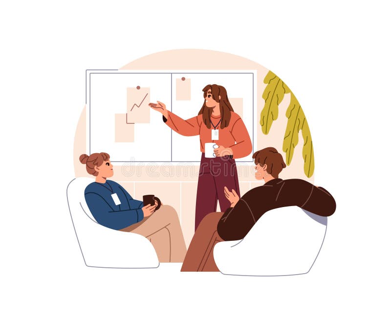 Team of Office Workers Drinks Coffee, Discusses Work Issues. Employees ...