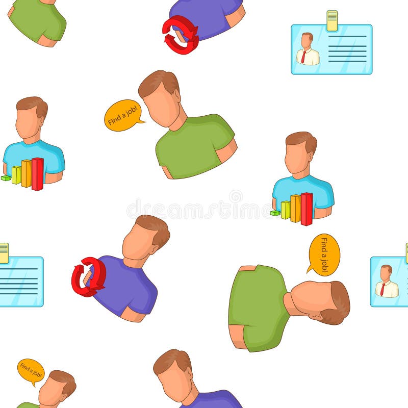 Team Pattern, Cartoon Style Stock Vector - Illustration of nametag ...