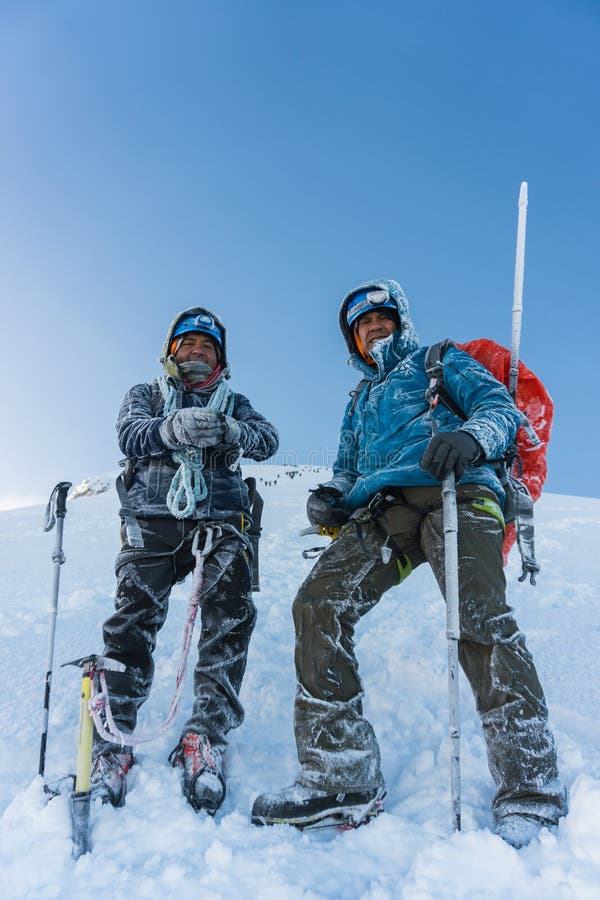 Team on the Peak of Mountain Stock Image - Image of strength, horizon ...