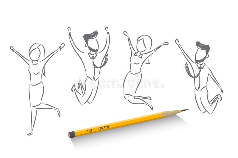 Team of People Celebrating a Business Victory Stock Vector ...