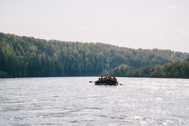 People Float Down River Inflatable Catamaran Stock Photos - Free ...