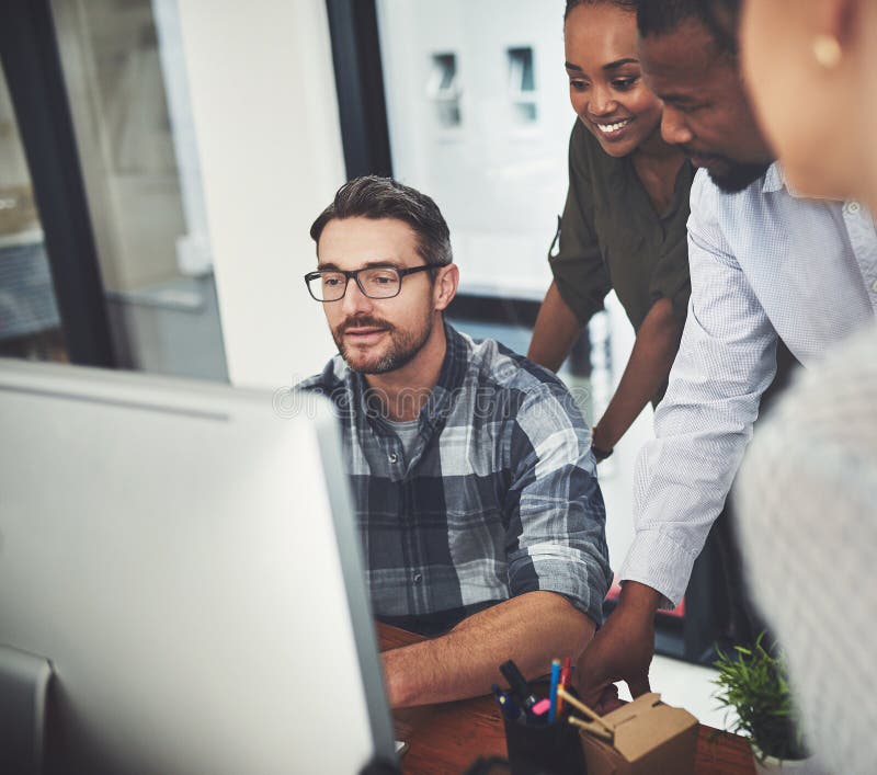 Team, People and Manager in Startup with Computer, Diversity in Office ...