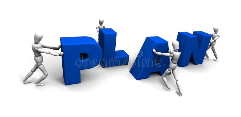 Team of People Pushing PLAN Together Stock Illustration - Illustration ...