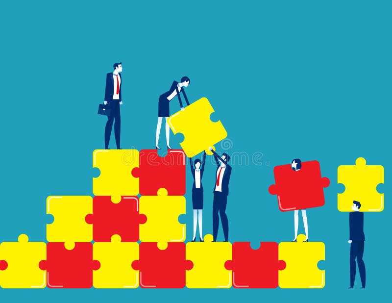 Team People Putting Puzzle Pieces To Growth. Finding Solutions Concept ...