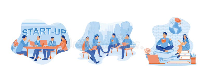 Team of People Sitting at Desk with Laptops. Group of Young University ...