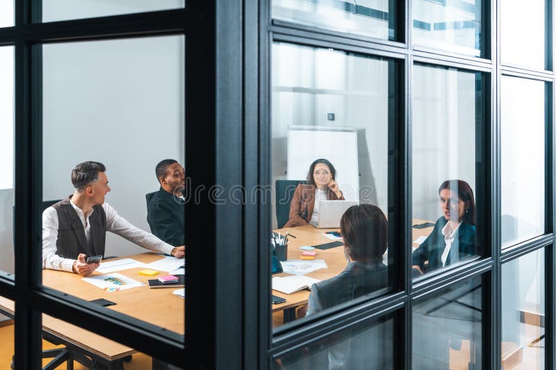 Team of People Work Together on Company Statistics in Office As ...