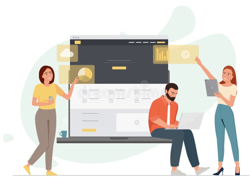 A Team of People Working on a Project. Stock Vector - Illustration of ...