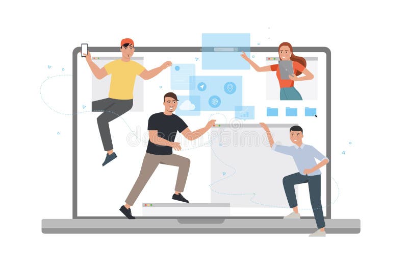 A Team of People Working on a Project. Stock Vector - Illustration of ...