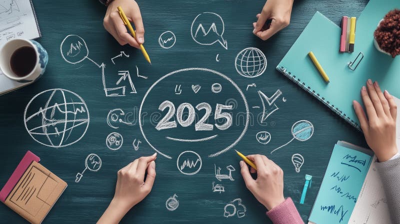 Planning for the Year 2025 with Drawings and Notes on a Dark Surface ...
