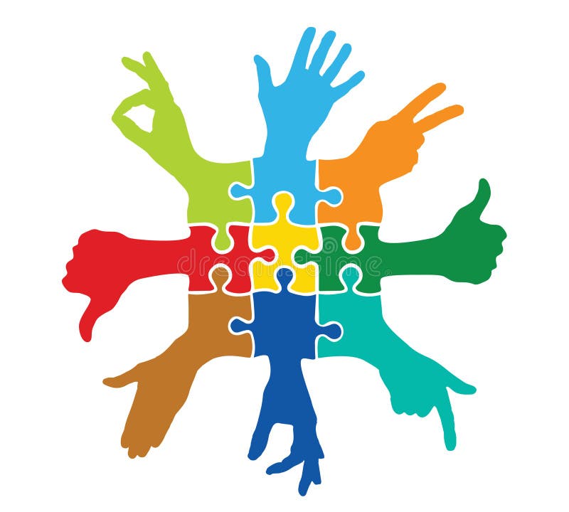 People Help Join Solve Bridge Puzzle Stock Vector - Illustration of ...