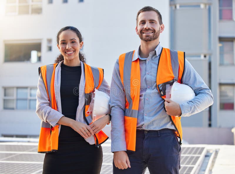 Team Portrait of Engineering People in Outdoor, Construction Site ...